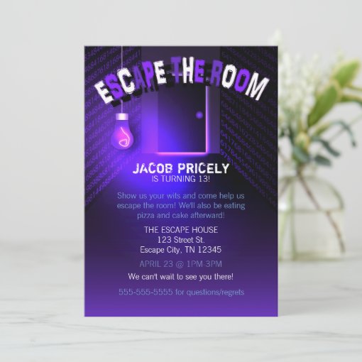 Black Light Escape the Room Invitation | Zazzle