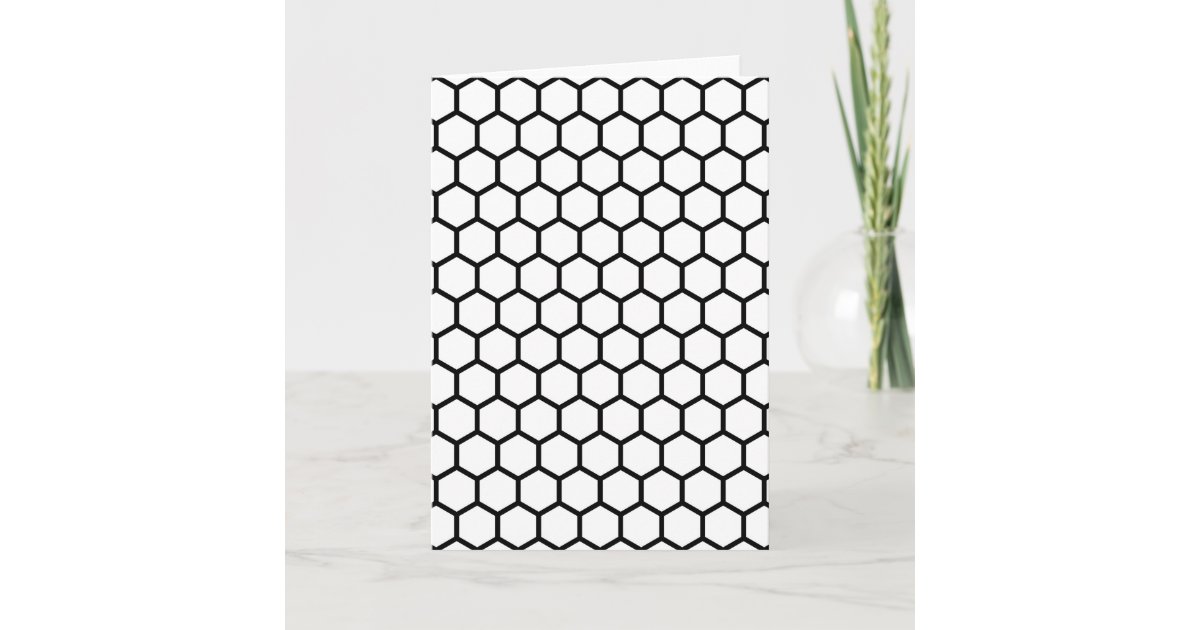 Black Line Honeycomb Bee Hive Hexagonal Pattern Card | Zazzle