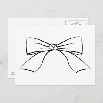 Black Line Ribbon Bow Postcard | Zazzle