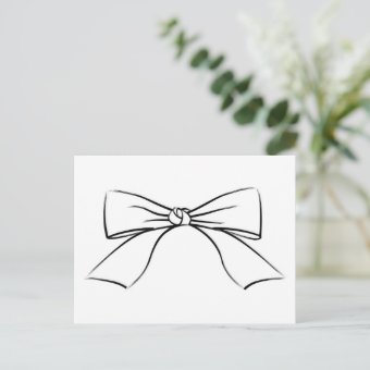 Black Line Ribbon Bow Postcard | Zazzle
