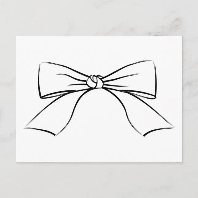 Black Line Ribbon Bow Postcard | Zazzle