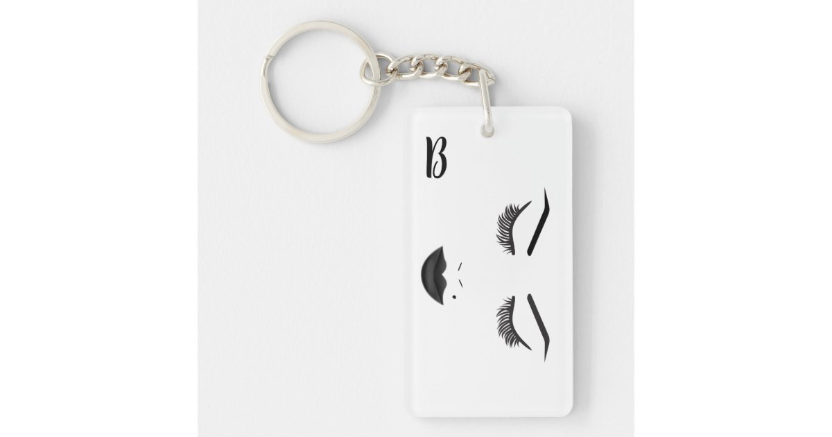 Black Lips Makeup Face Eyebrows Lips Glam Beauty Keychain | Zazzle