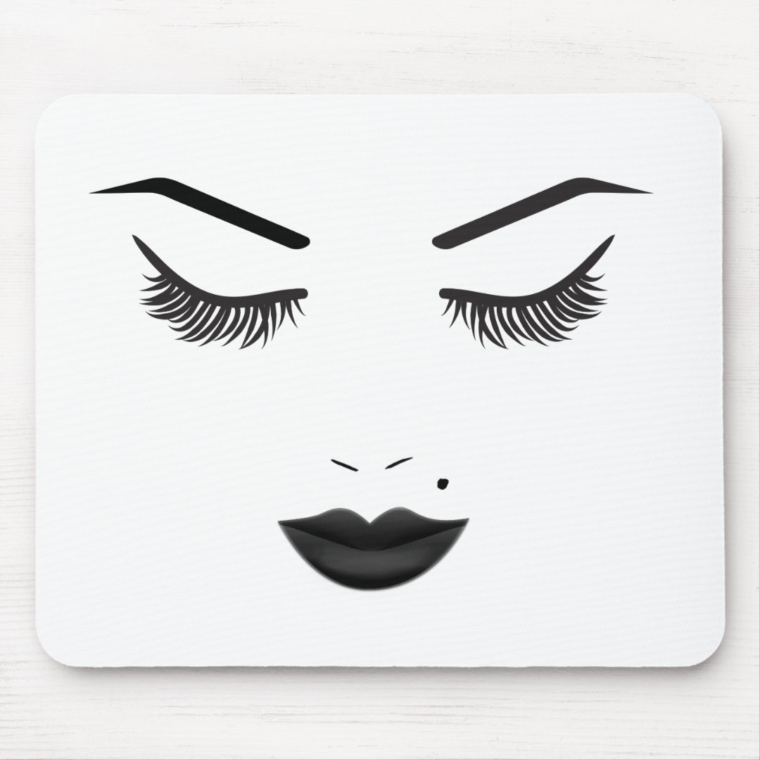 Black Lips Makeup Face Eyebrows Lips Glam Beauty Mouse Pad | Zazzle