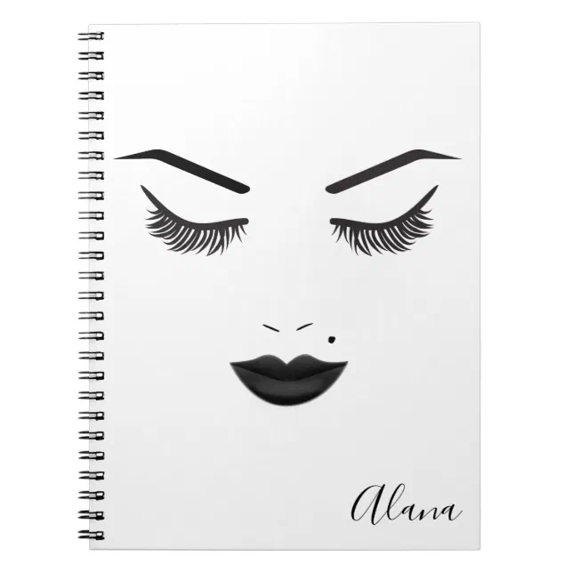 Black Lips Makeup Face Eyebrows Lips Glam Beauty Notebook | Zazzle