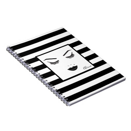 Black Lips Makeup Face Eyebrows Lips Glam Beauty Notebook | Zazzle