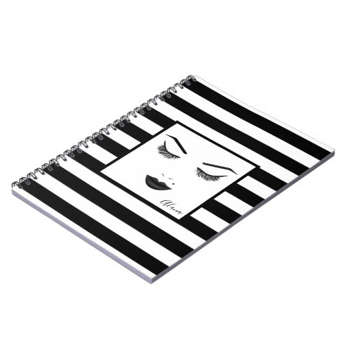 Black Lips Makeup Face Eyebrows Lips Glam Beauty Notebook | Zazzle