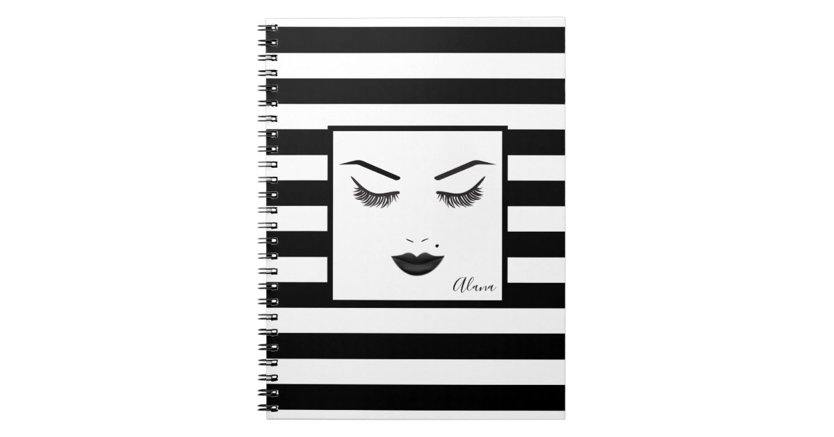 Black Lips Makeup Face Eyebrows Lips Glam Beauty Notebook | Zazzle