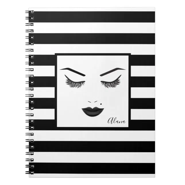Black Lips Makeup Face Eyebrows Lips Glam Beauty Notebook | Zazzle
