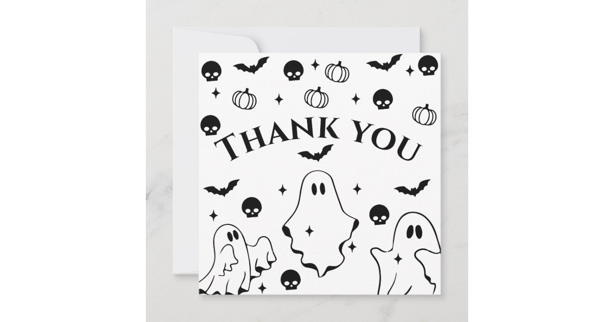 Black Little Ghost Halloween Baby Shower Thank You Card | Zazzle