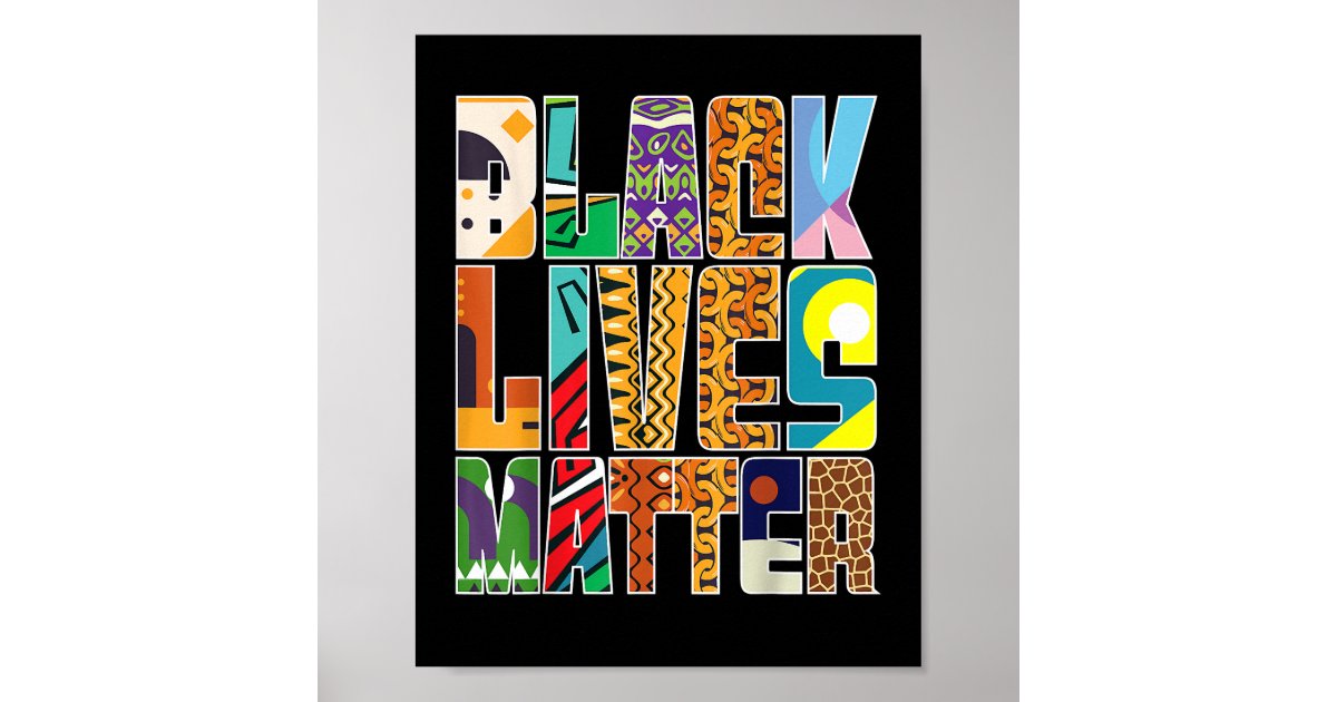 Black Lives Matter BLM Diversity Mural Art Black H Poster | Zazzle