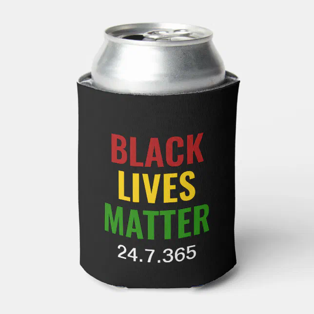 BLACK LIVES MATTER BLM Red Yellow Green BHM Can Cooler | Zazzle