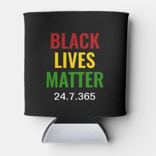 BLACK LIVES MATTER BLM Red Yellow Green BHM Can Cooler | Zazzle
