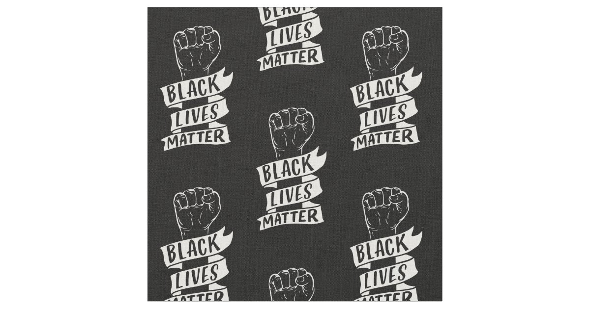 black lives matter blm ribbon fist protest pattern fabric | Zazzle