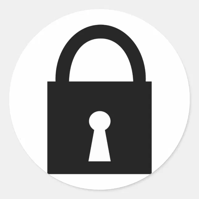 black lock icon classic round sticker | Zazzle