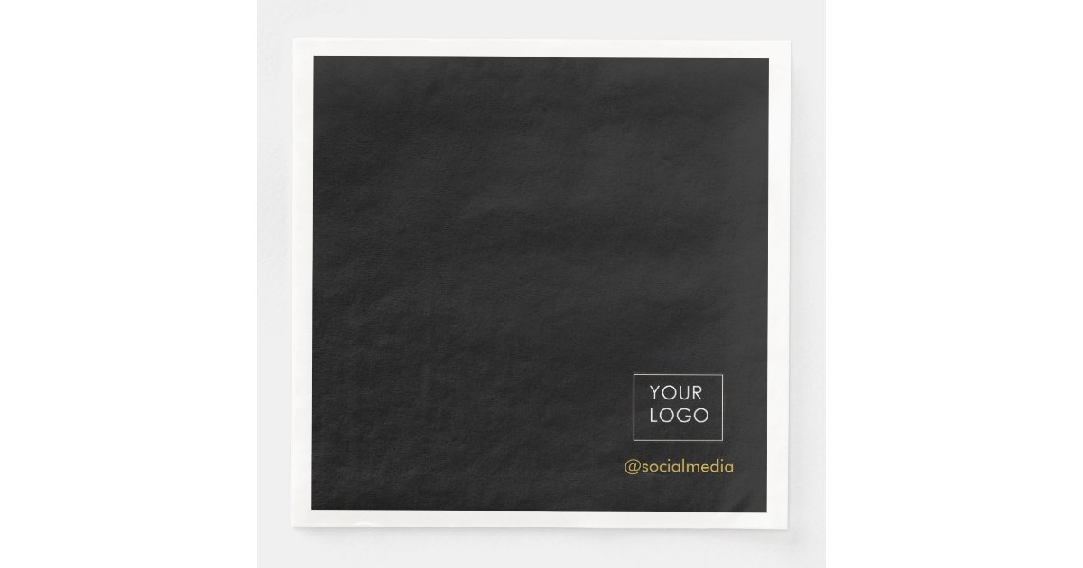 Black Logo Minimalist Company Business Branded Paper Dinner Napkins ...