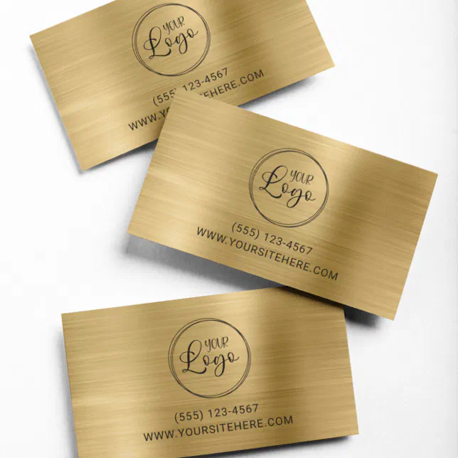 Black Logo with Website URL Gold Foil Business Card | Zazzle