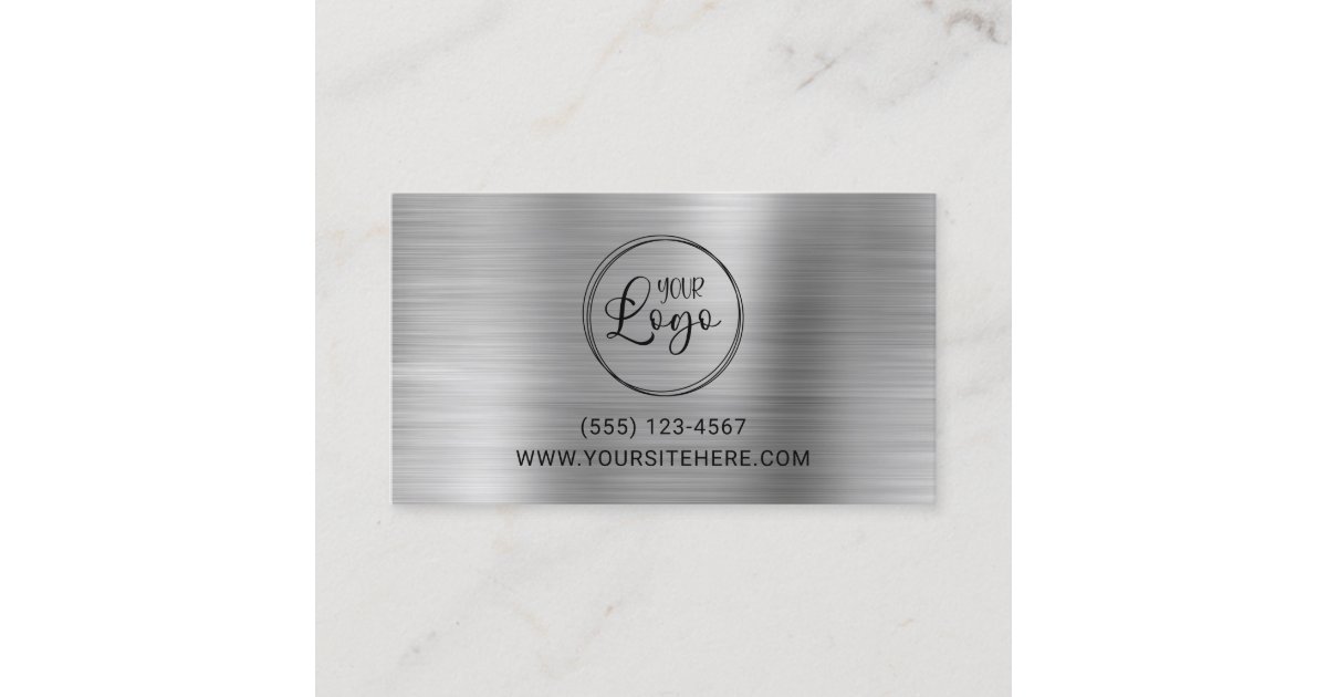 Black Logo with Website URL Silver Foil Business Card | Zazzle