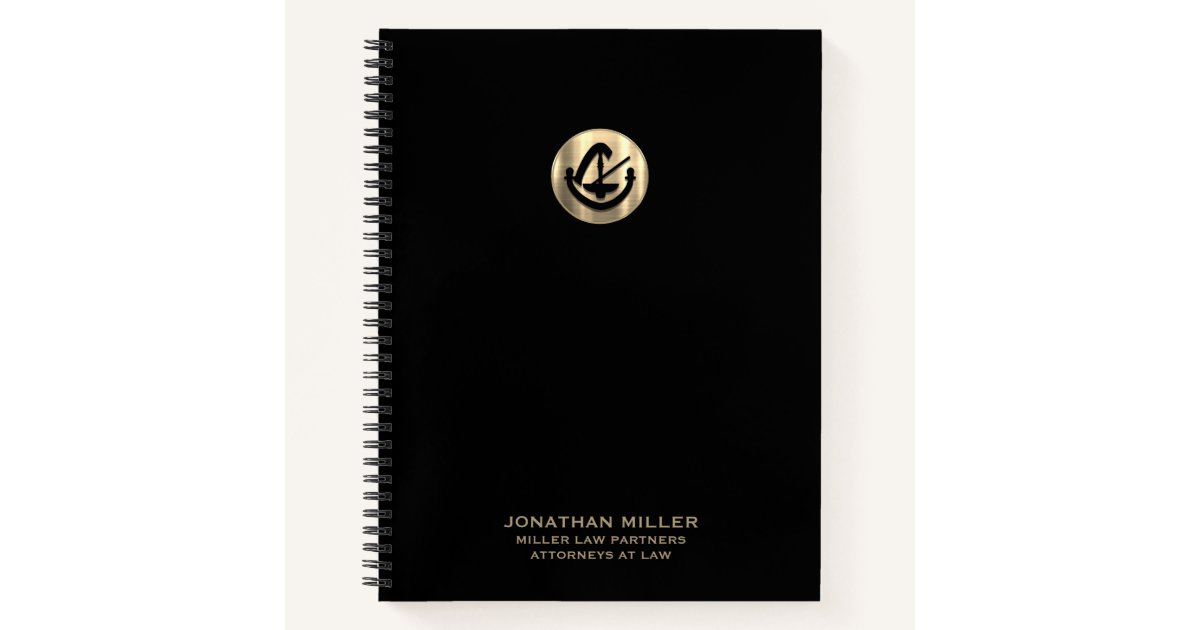 Black Luxury Logo Notebook | Zazzle