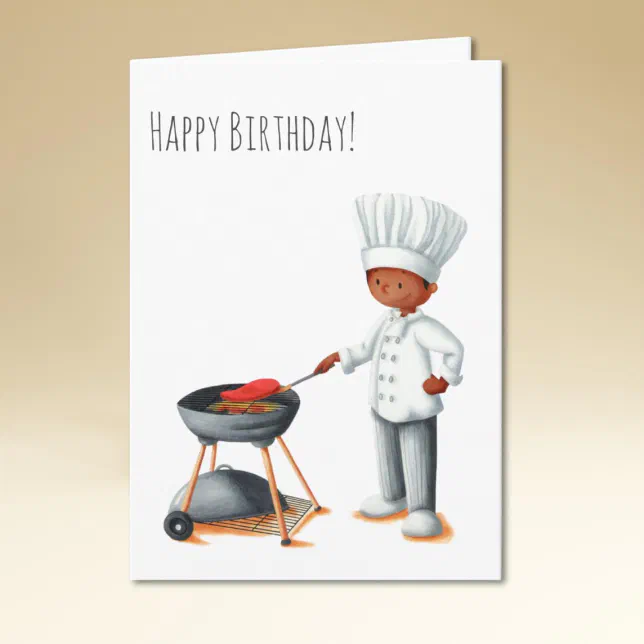 Black Man Chef Barbecue Birthday Card | Zazzle