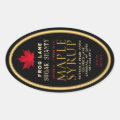 Black Maple Syrup with Red Leaf and Border Oval Sticker | Zazzle