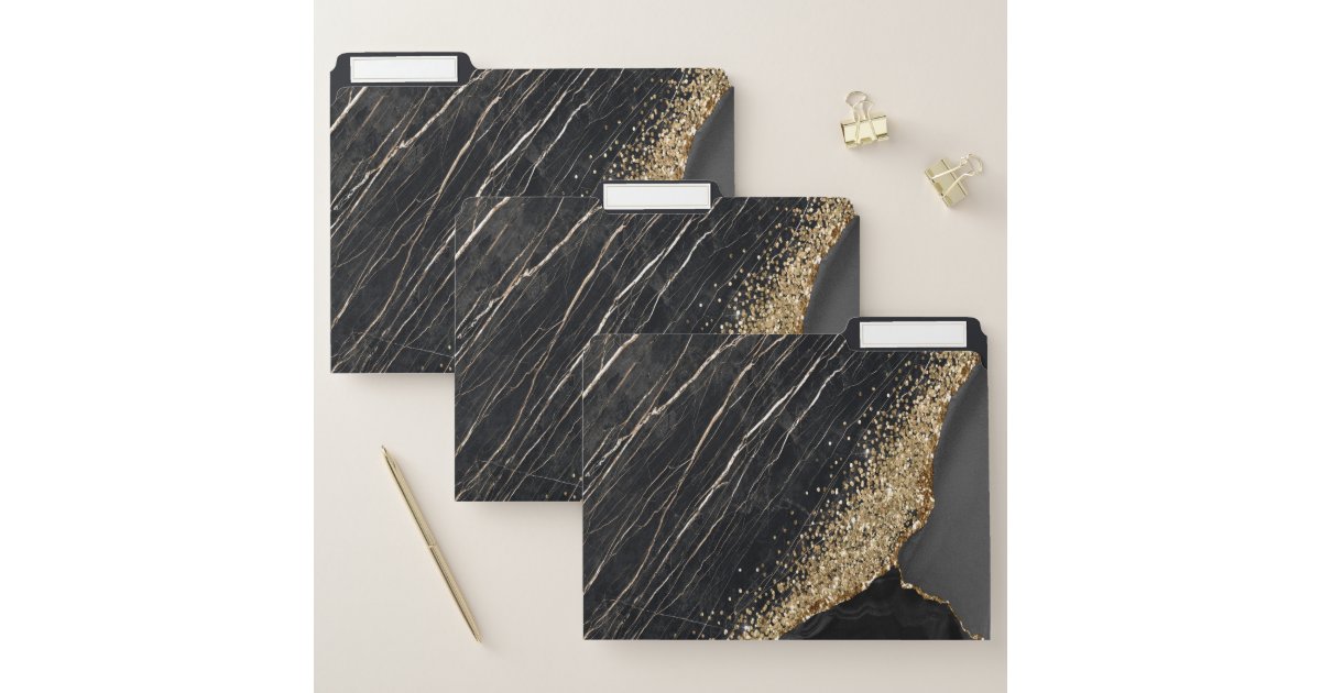 Black Marble Agate File Folder | Zazzle