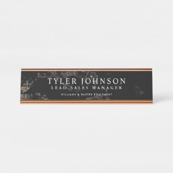 Black Marble Backdrop Customized Desk Name Plate | Zazzle