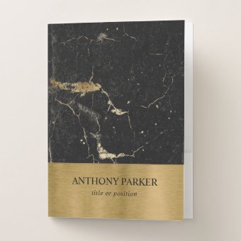 Black Marble Gold Glitter Pocket Folder | Zazzle