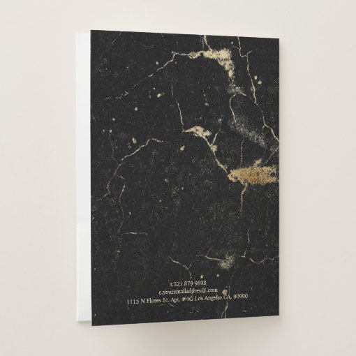 Black Marble Gold Glitter Pocket Folder | Zazzle