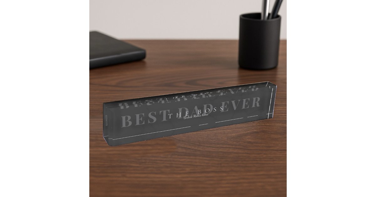 Black Marble & Grey “The Boss” Funny Father’s Day Desk Name Plate | Zazzle