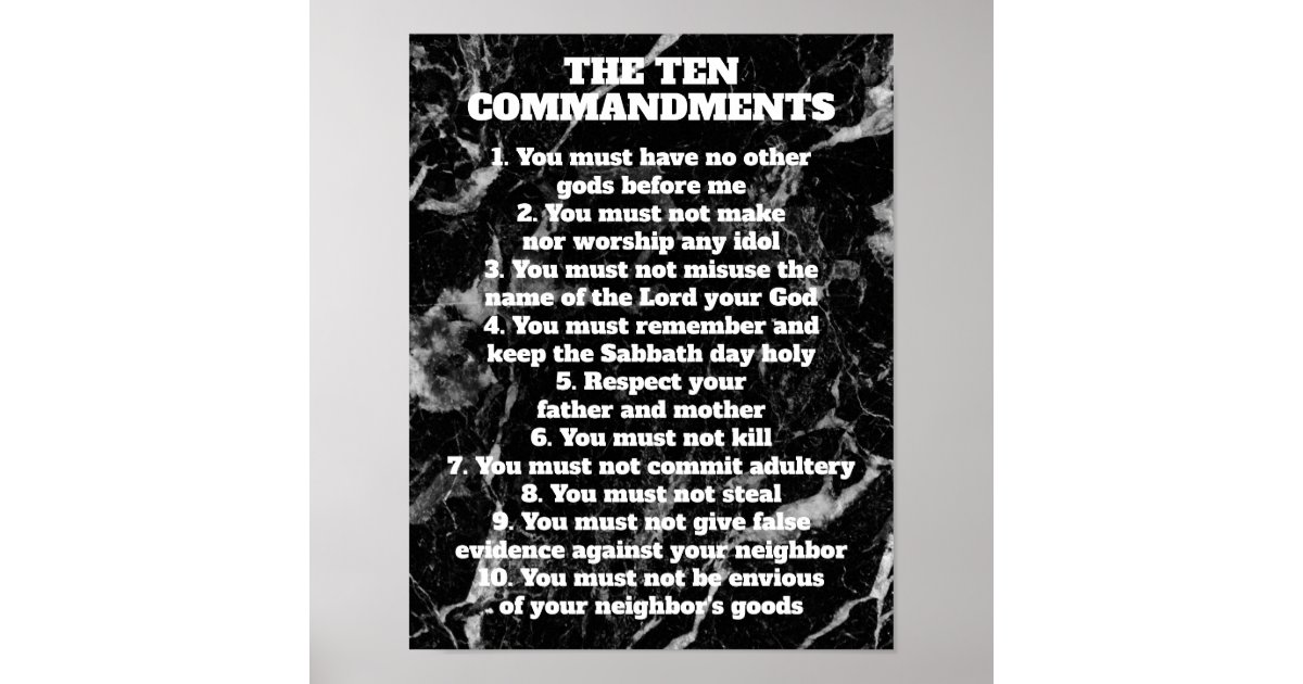Black Marble Ten Commandments Bible Sign | Zazzle