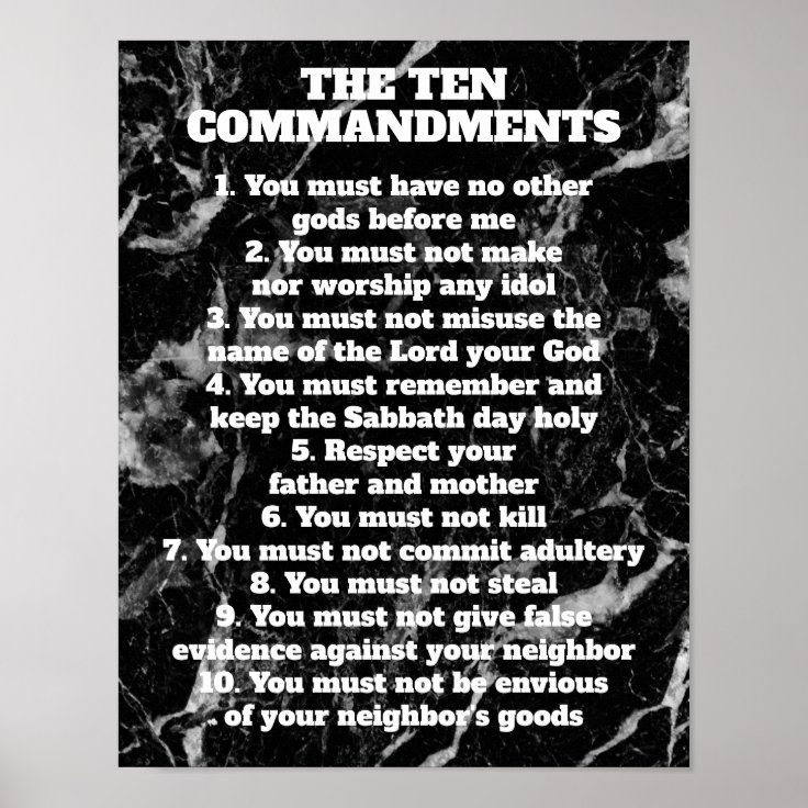 Black Marble Ten Commandments Bible Sign | Zazzle