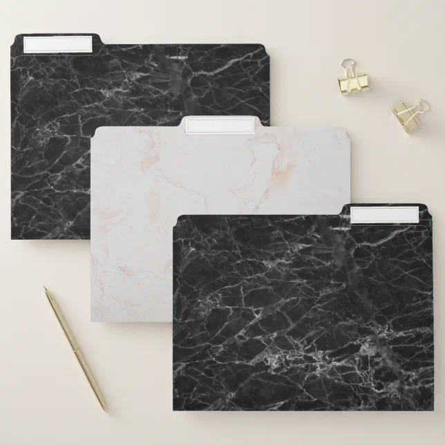 Black Marble & White Marble Modern Simple Elegant File Folder | Zazzle