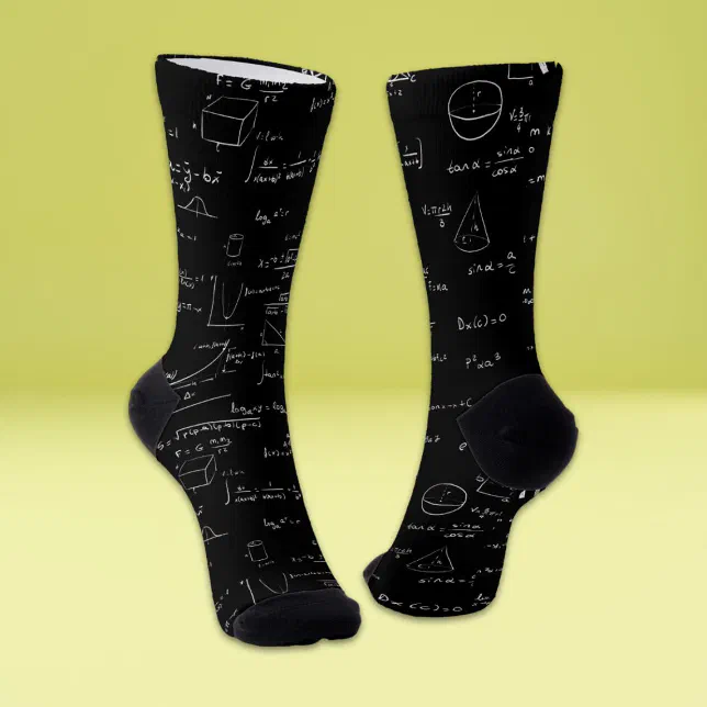 Black Math Teacher Formula Equations Pattern Socks | Zazzle