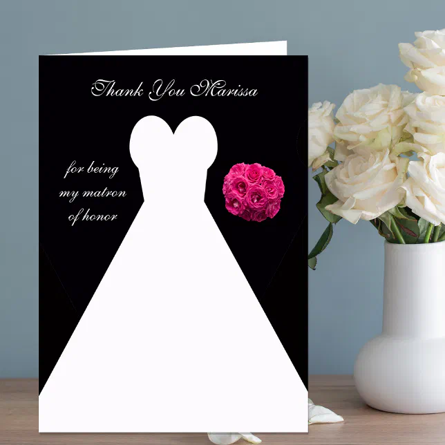 Black Matron of Honor Thank You Card — Gown | Zazzle