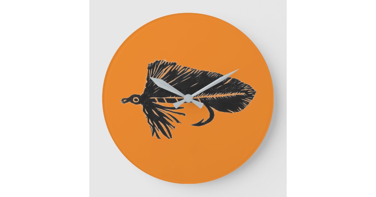 Black Matuka streamer fly tying & fishing Large Clock | Zazzle