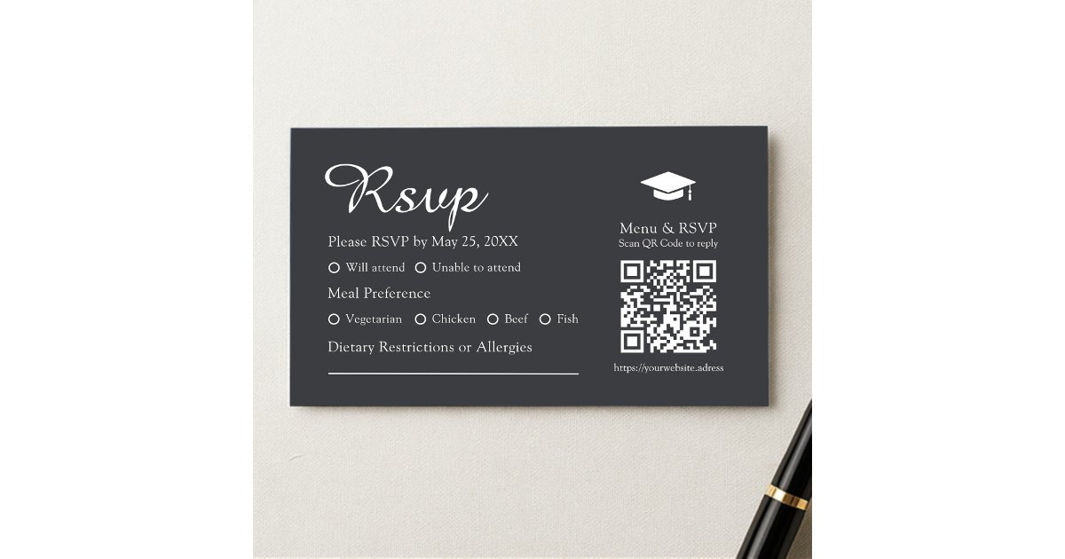 Black Meal Preferences & Food options Grad RSVP Enclosure Card | Zazzle