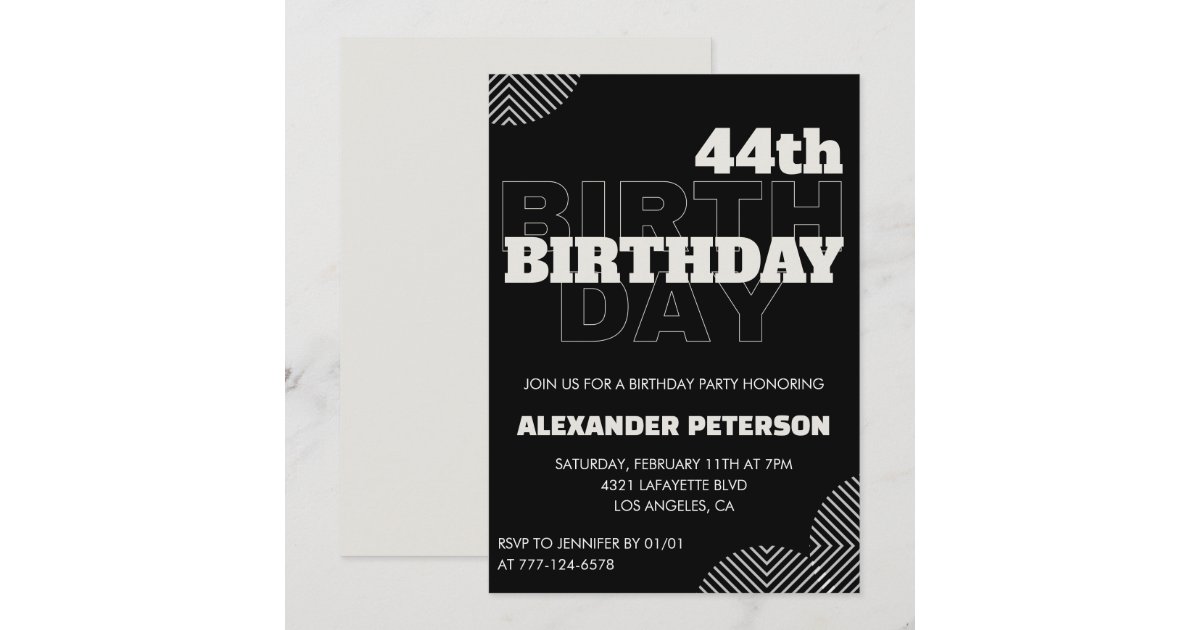 Black Men 44th birthday Party invitations | Zazzle