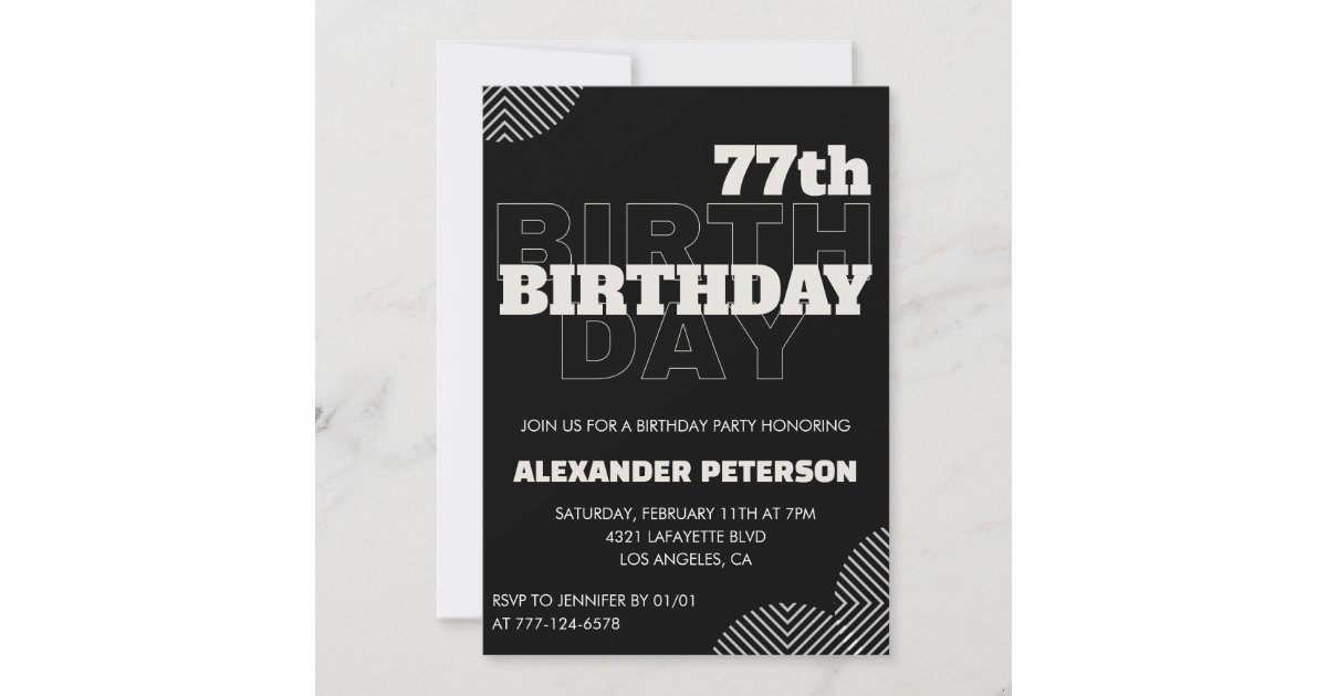 Black Men 77th birthday Party invitations | Zazzle