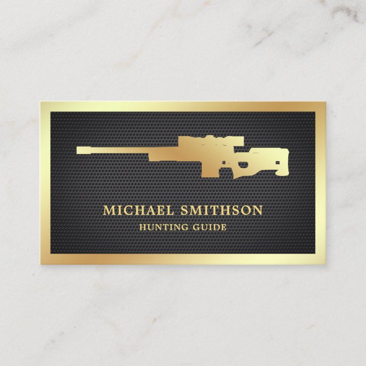 Black Mesh Gold Sniper Rifle Gun Shop Gunsmith Business Card | Zazzle