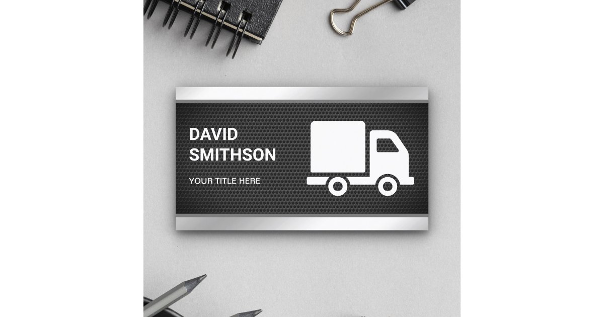 Black Mesh Logistics Transportation Cargo Truck Business Card | Zazzle