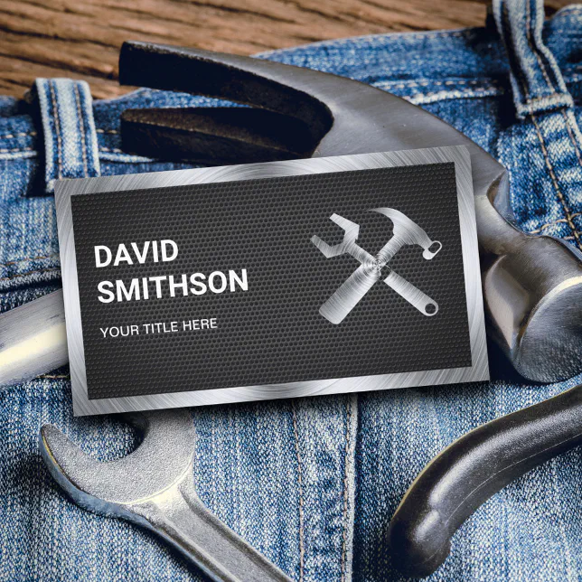 Black Mesh Steel Handyman Auto Repair Mechanic Business Card | Zazzle