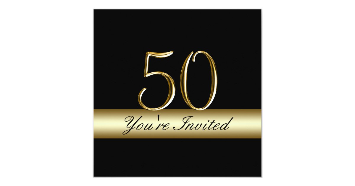 Black Metal Gold Print 50th Birthday Invitations | Zazzle.com