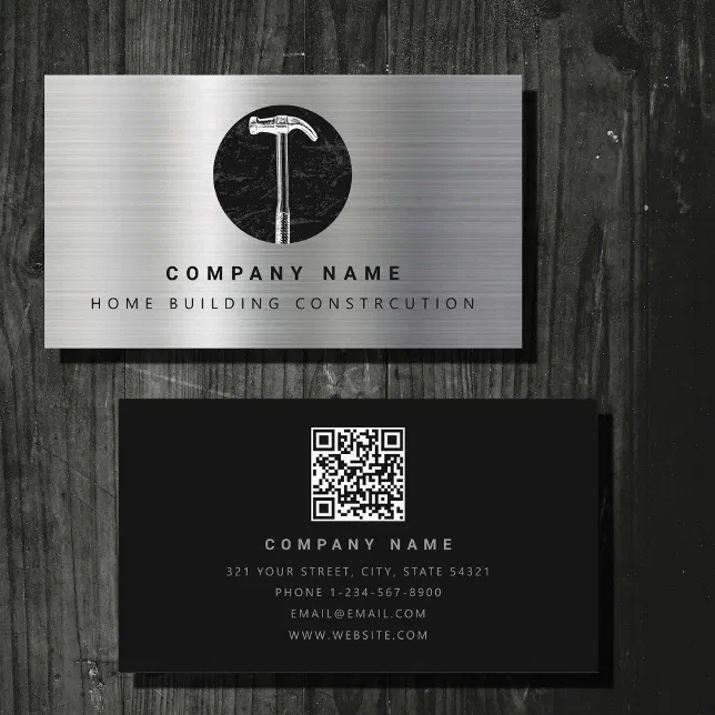 Black Metal Hammer Home Building Construction Business Card | Zazzle
