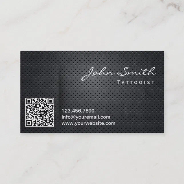 Black Metal QR Code Tattoo Art Business Card | Zazzle