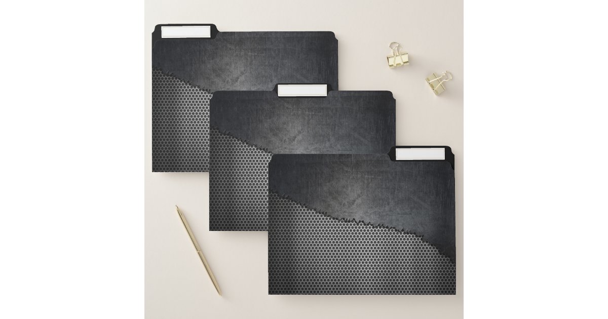 Black Metal Ripped Industrial Texture File Folder | Zazzle
