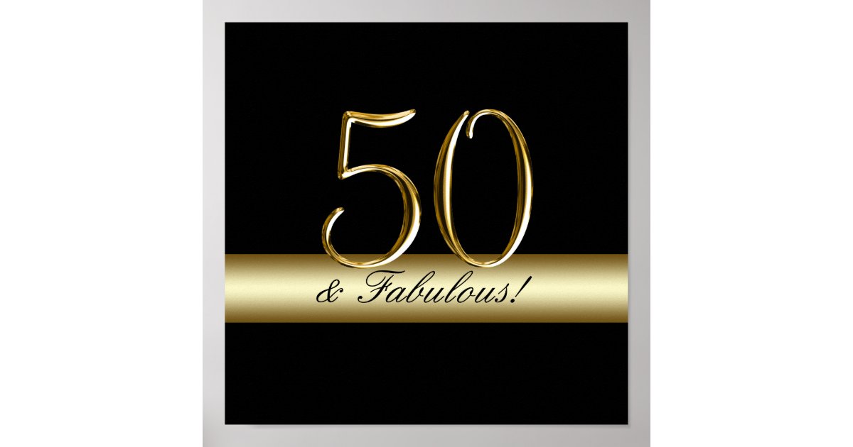 Black Metallic Gold 50th Birthday Poster | Zazzle