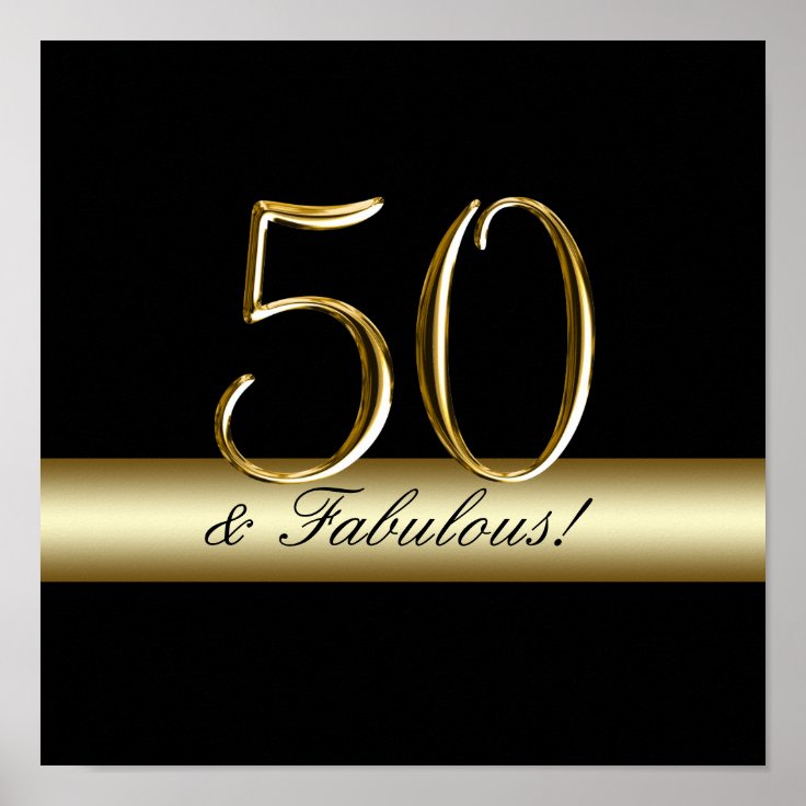 Black Metallic Gold 50th Birthday Poster | Zazzle