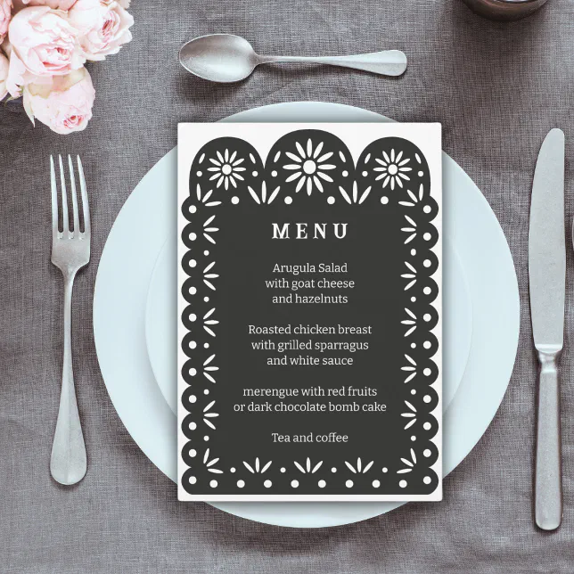 BLACK MEXICAN PAPEL PICADO menu | Zazzle