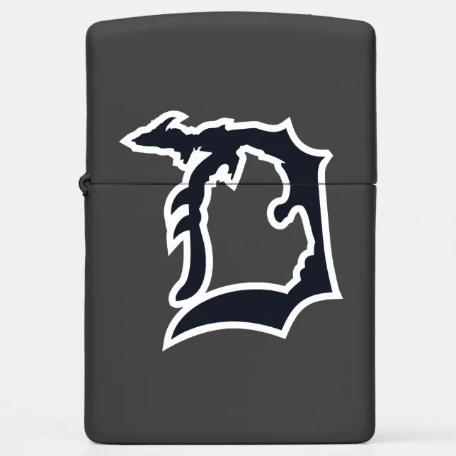 Black Michigan Detroit "D" with Upper Peninsula Zippo Lighter | Zazzle