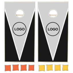 Black Minimal Custom Business logo design Cornhole Set | Zazzle